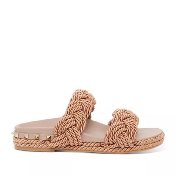 Valentino | Shoes | New Valentino Braided Poudre Slides Sandals Leather ...
